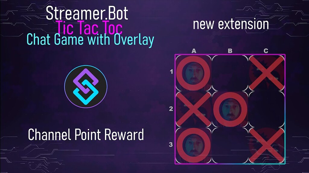 Tic Tac Toe game with overlay - Approved - Streamer.bot Extensions